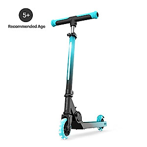 Jetson Scooters - Juno Kick Scooter (Blue) - Collapsible Portable Kids Push Scooter - Lightweight Folding Design with High Visibility RGB Light Up LEDs on Stem and Wheels