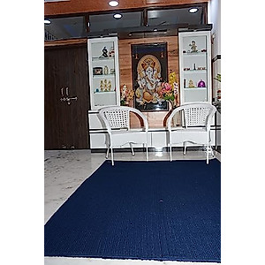 Hand Braided Bohemian Rectangle Blue Rug Cotton/Rugs for Bedroom/Bedside Rug/Recycled Cotton Rug/Organic Rug/Handmade Rug (10x11)