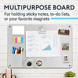 17.5" x 12" Magnetic Board - Great Magnet Bulletin Board to Display Magnetic Poetry, Spices, Notes, Photos and More - Ideal for The Wall, Refrigerator, Cubicle and More - by Impresa Products