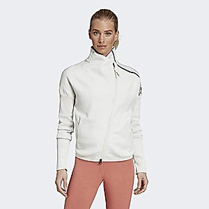 adidas Women's Zone Prime Knit Heather Jacket, Raw White/White, Small