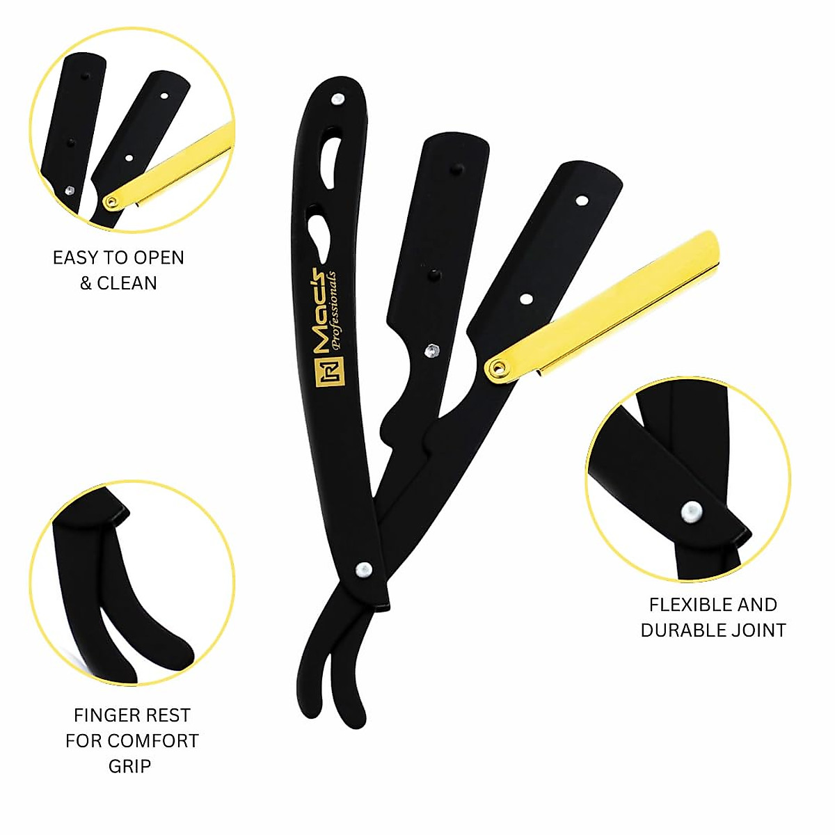 Professional B&G Straight Edge Shaving Razors,with Green Platinum Derby 100 Count Blades-Easy Blades Replacement Mechanism-100% Stainless Steel Macs-051BG1 (B & G with Green Platinum Blades)