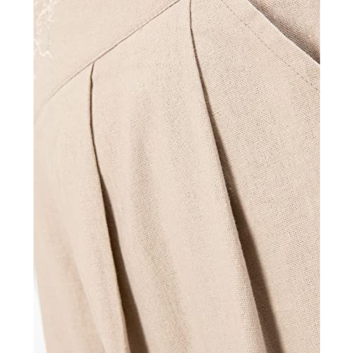 Lisskolo Linen Pants for Women Cropped Wide Leg Elastic Waist Casual Culottes Pants with Pockets Khaki XL