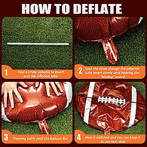 8 Pieces Football Theme Party Disposable Football Tablecloth Plastic Football Banner Football Foil Balloons Set, Football Party Balloons for Birthday Sport Football Themed Party Decoration Supplies