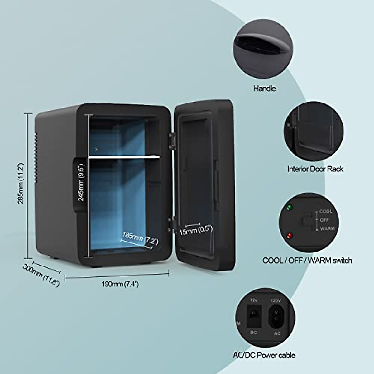 Living Enrichment Mini Fridge 6L Capacity, Portable Small Refrigerator ...