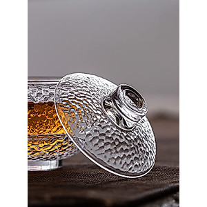 Gongfu Tea Tea Set 8pcs Gaiwan Teacup Tea Cup Clear High Borosilicate Glass Hammer Technology for Home Office