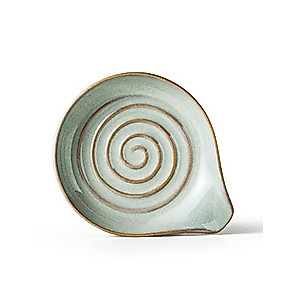 Ceramic Spoon Rest for Stove Top, Large Spoon Holder for Kitchen Counter Decor, 5" Cooking Spoon Rest Heat-Resistant, Gray