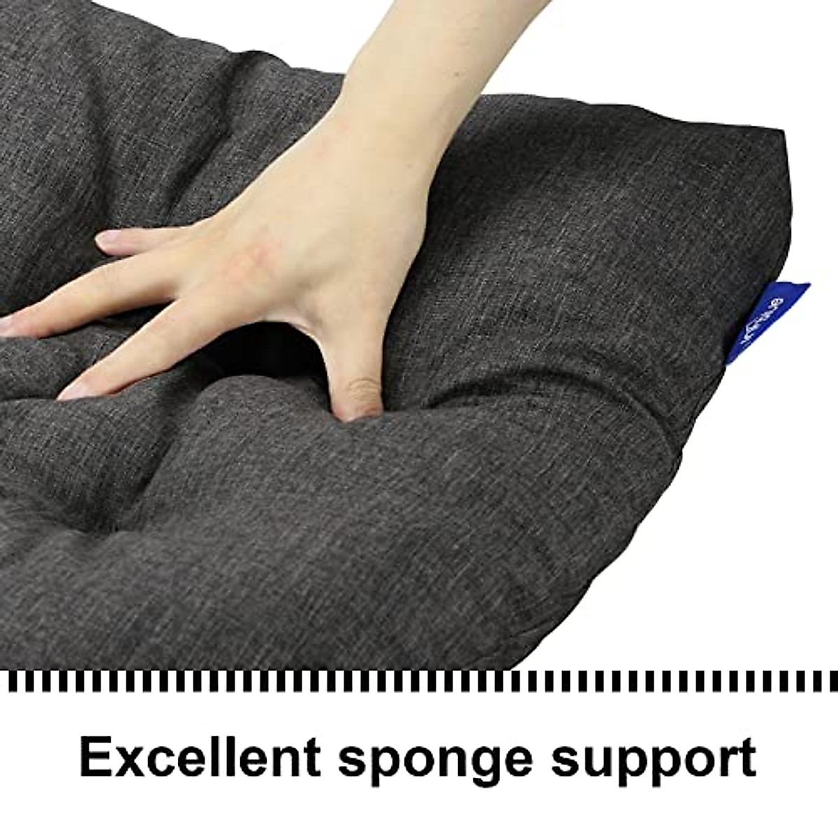 INFBLUE Tufted Bench Cushion for Outdoor Furniture Patio Swing Cushions Overstuffed Outdoor Loveseat Cushions with Round Corner 44" x 19" (44'' x 19'' x 5'', Dark Grey)