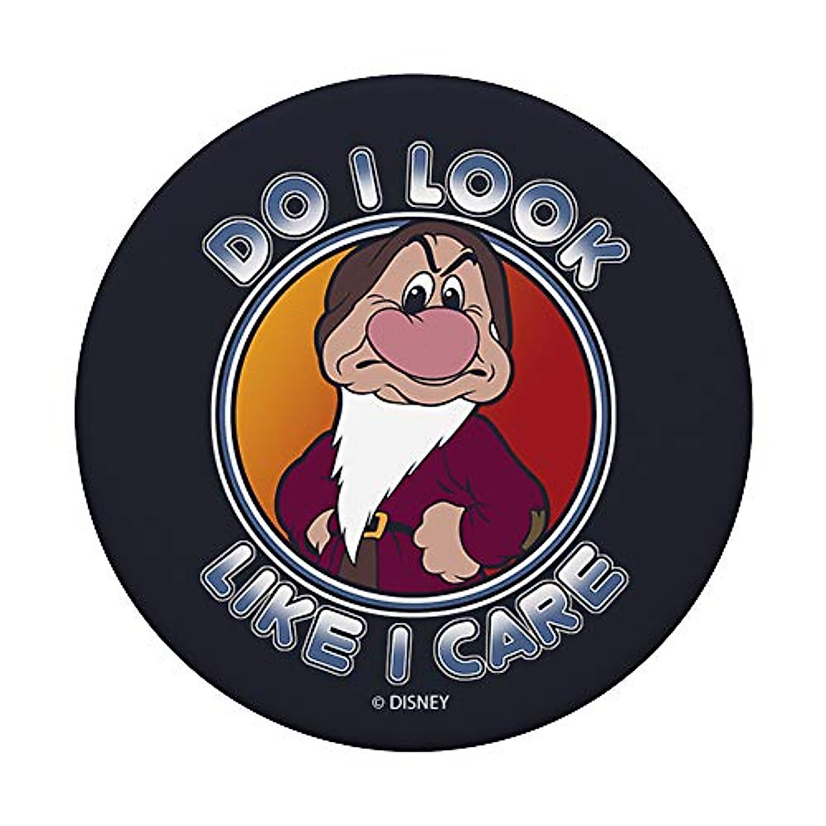 Disney Snow White Dwarf Grumpy Do I Look Like I Care PopSockets PopGrip: Swappable Grip for Phones & Tablets