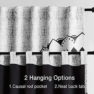 FMFUNCTEX 100% Blackout Curtains for Bedroom, Black Medallion Patterned Curtains 96 Inches Long for Living Room, Mandala Thermal Insulated Drapes Room Darkening Grommet Top 2 Panels