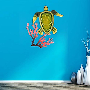 HONGLAND Seaturtle Wall Art Decoration Living Room Wall Decor Turtle Hanging Sculpture for Home Bedroom Garden