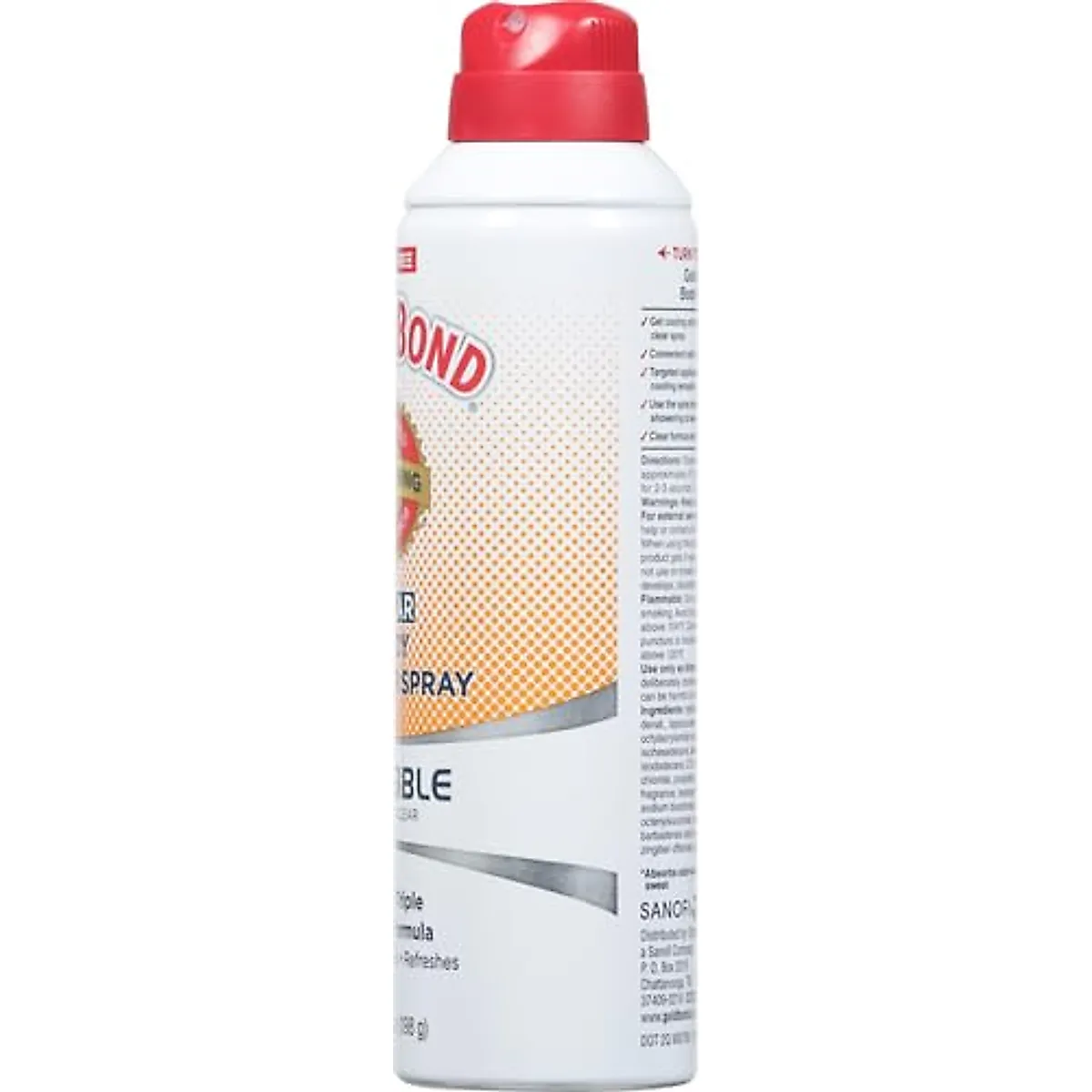 Gold Bond No Mess Clear Invisible Body Powder Spray, 7 oz., Absorbs Odor-Causing Sweat