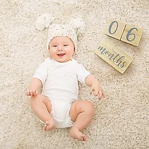 Handmade Wooden Baby Milestone Blocks | Engraved Monthly Age Markers | Photos and Nursery Decor | Weeks Months Years Grade | Newborn Photo Props | Perfect Pregnancy Gift and Keepsake | Month Photos