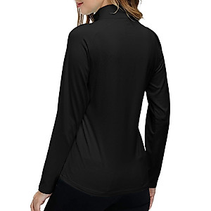 AjezMax Long Sleeve Zipper Shirts for Women Athletic Outdoor Running Tops Black L