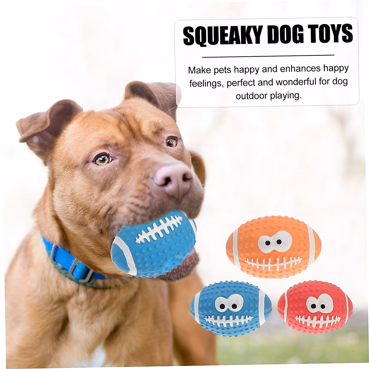 Didiseaon 3pcs Latex Squeaky Rugby Dog Toy Pet Squeaky for Outdoor Play Random Color