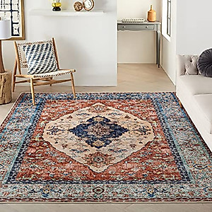 Valenrug Area Rug 5x7 - Stain Resistant Lightweight Washable Rug, Anti-Skid Rugs for Living Room, Boho Persian Area Rug(Multi, 5'x7')