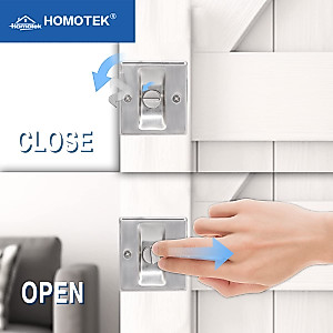 HOMOTEK 2 Pack Privacy Pocket Door Lock Hardware with Pull - Replace Old Or Damaged Sliding Door Locks Quickly and Easily, 2-3/4”x2-1/2”, for 1-3/8” Thickness Door, Brushed Nickel