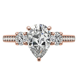 Solitaire Moissanite Engagement Ring Set 3 CT Pear Cut Moissanite Bridal Wedding Ring Set for Women Propose Gifts Her VVS Colorless (10K Solid Rose Gold)