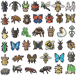 Realistic Bug Stickers for Kids, 40PCS/Pack Aesthetic Ladybug Stickers Vinyl Waterproof Insect Stickers for Water Bottles Laptop Skateboard Scrapbooking Computer Phone