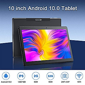 Winsing Android Tablet 10 Inch with 32GB Storage, 1280x800 IPS Touchscreen, Long Battery Life, Support Microsoft Office Software, Wi-Fi, Bluetooth 4.2, Black