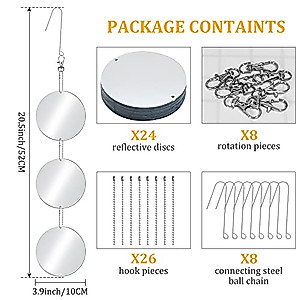 Firiglob 24 Pack Bird Scare Discs Set, 3.9 Inch Large Double-Sided Bird Reflectors, Upgraded Discs Set Reflective, Bird Scare Devices to Keep All Birds Away Like Woodpeckers, Pigeons, Ducks, Herons