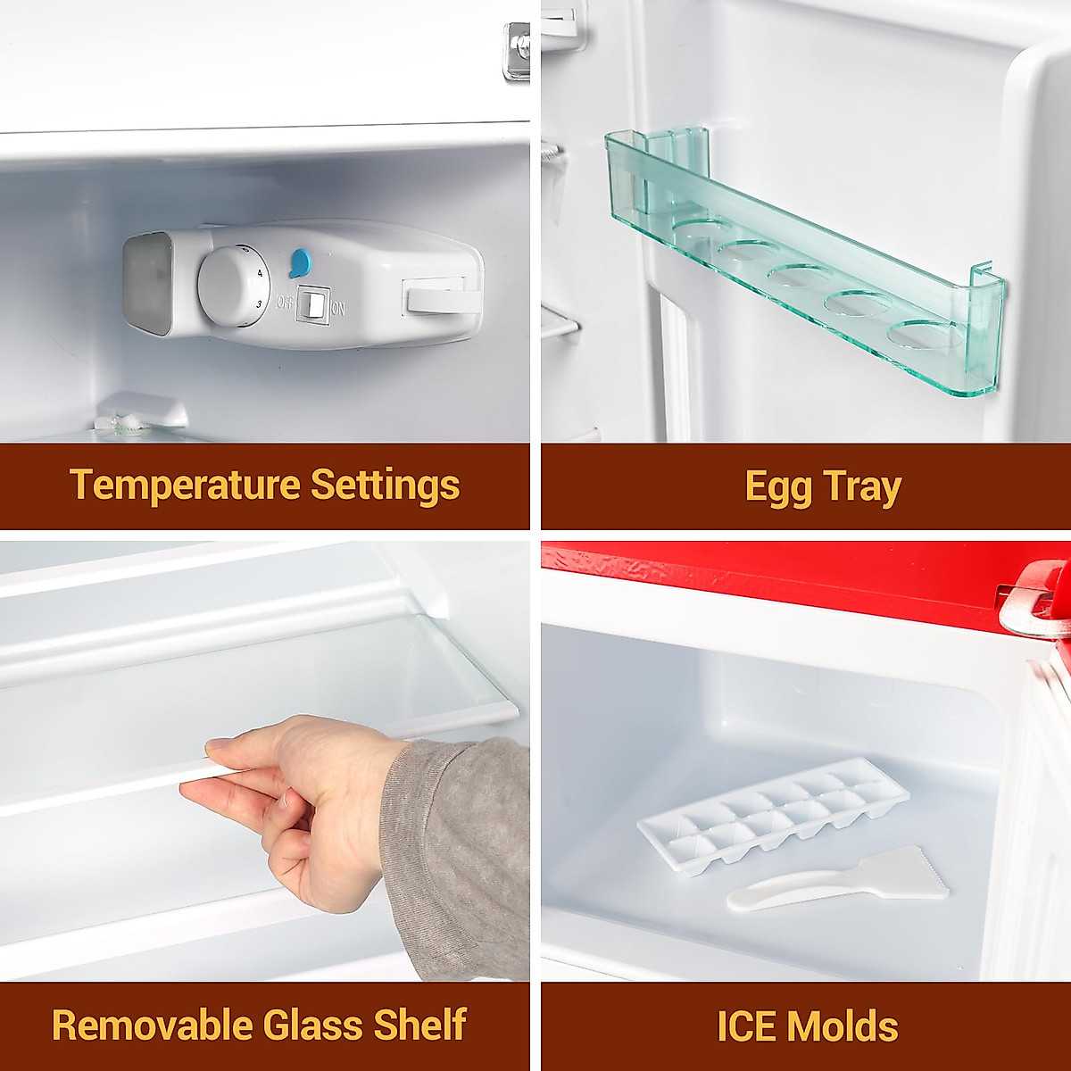 HOPDAY FLS-80G-RED Retro Compact Refrigerator, Red