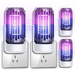 Jahy2Tech Bug Zapper Indoor,4 Pack Electronic Mosquito Zapper Indoor Mosquito Killer Lamp with UV Light Attractant,Plug in Fruit Fly Traps Indoor for Home, Living Room, Office Pest Control, Gery