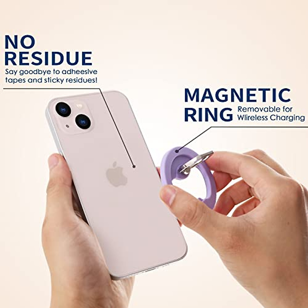 Magnetic Phone Grip (MagGo) Removable Phone Holder Stand Adjustable Finger Ring Grip Compatible with Magsafe iPhone13 13pro 13mini iPhone 12,12Pro/12Pro Max/12Mini/ iPhone 14 14Pro Max