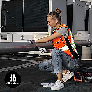 Dib Safety Vest for Women with Pockets, Mesh Reflective Vest High Visibility, ANSI Class 2 Made with 3M Reflective Tape, Orange and Black S