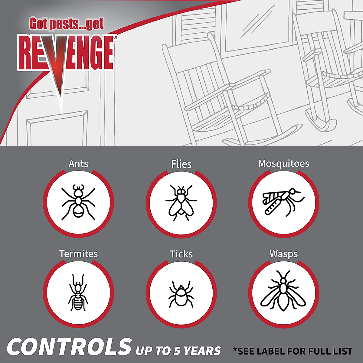 Revenge Termite & Carpenter Ant Killer, 32 oz Concentrate, Long Lasting 5 Year Protection, Outdoor Perimeter Treatment