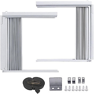 DIDnDID Window Air Conditioner Side Panels with Frame, Room AC Accordion Filler Curtain Kit Replacement, Adjustable Insulation AC Side Panel Include Frames
