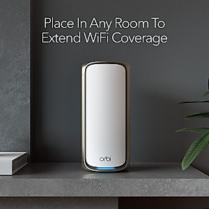 NETGEAR Orbi 970 Series (RBE970) Quad-Band WiFi 7 Mesh Add-on Satellite - Works with Existing 970 Series Mesh System or Router, Security Features, Covers up to 3,300 sq. ft., BE27000 802.11be