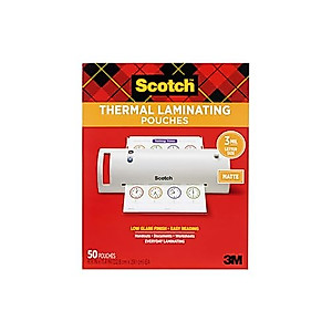 Scotch Matte Thermal Laminating Pouches, Ultra Clear with Matte Finish, Letter Size 8.9 in x 11.4 in, 50-Pack