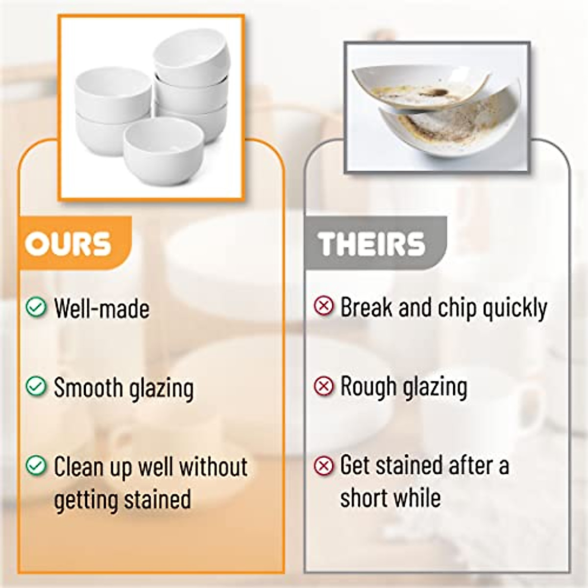 Brew To A Tea BTaT- White Cereal Bowls, Set of 6, 22 Ounces, itchen Bowls, Soup Bowls, White Bowls, Salad Bowls, Cereal Bowl, Salad Bowl Set, Microwave Safe Bowls, Rice Bowls, Bowls Set, Dinner Bowls