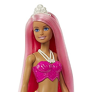 Barbie Dreamtopia Mermaid Doll, Pink Hair, Pink & Yellow Ombre Tail & Tiara Accessory