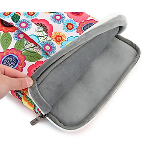 SANFAN 360° Protective 3 Pockets Laptop Sleeve Case Bag with Handle for MacBook Air 15 inch,MacBook Pro 16 inch and 15.6 inch Screen Laptop (Flowers)