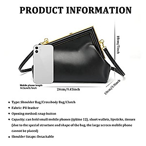 frides Women Clutch Purse Crossbody Bags,PU Leather Shoulder Bag with Metal Clasp Closure (Brown)