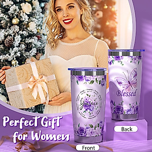 Christian Gifts for Women, Inspirational Gifts Purple Butterfly Gifts Religious Gifts for Women, Birthday Gifts for Women, Mom, Best Friend,Aunt, Sister- Christmas Gifts For Women Tumbler Gifts Idea