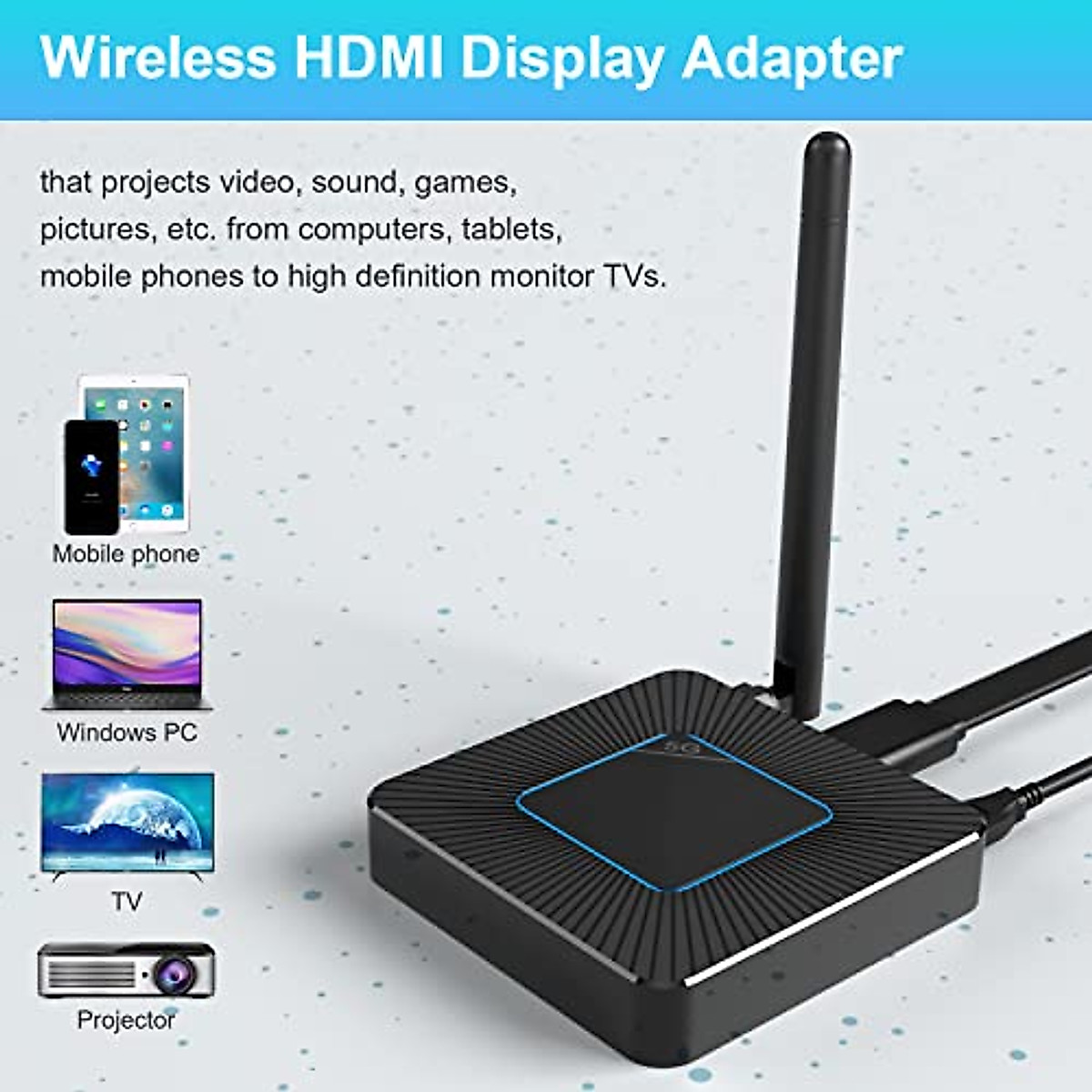 SUNPUPA Wireless HDMI Display Adapter dongle, 4K 60Hz Real-time Transmission, No Setup or APP Required, Compatible with iOS, Android, Windows and MacOS