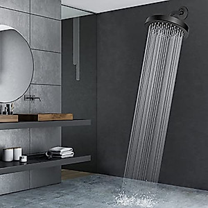 Voolan Shower Arm with Flange and Teflon Tape, Extension Shower Head Arm for Bathroom Fixed Shower Head, Solid Stainless Steel, Wall Mounted (6 Inch,Black)