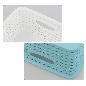 EudokkyNA 6-pack Plastic Weave Storage Basket, Small Basket, 10" x 7.48" x 4.13" Blue,white