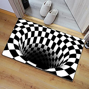 3D Area Rug Floor Mat,3D Carpet Bottomless Hole Optical Illusion Area Rug,Anti-Skid Non-Woven Black White Doormat for Living Dinning Room Bedroom Kitchen (A, 23.6X35.4 inch)…