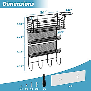 VITVITI Metal Hair Tool Organizer Wall Mount, Hair Dryer Holder with 3 Tier Shelf Basket Hooks, Bathroom Hair Styling Tool Organizer for Curling Iron/Blow Dryer/Straightener, Matte Black