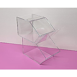 Storage containers hinge lid stackable clear acrylic product bins dispensers 2 pack
