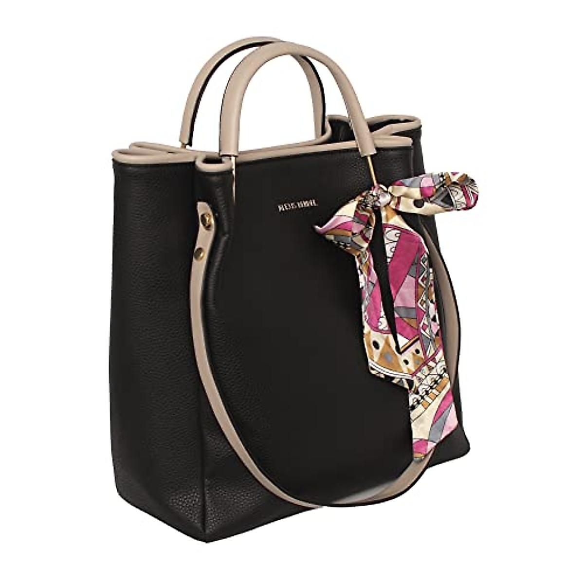 Alexis Bendel Women’s Vegan Leather Multi-style Shopper Tote Handbag W/Scarves