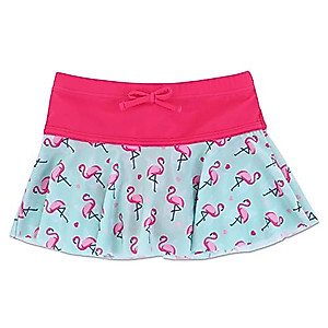 Dreamwave Flamingo Toddler Girls Swimsuit Set: Rash Guard Bikini Skirt One-Piece Pink/Blue 4T
