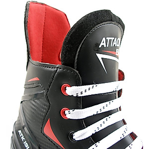 Botas - ATTACK 191 - Men's Ice Hockey Skates | Made in Europe (Czech Republic) | Color: Black/Red/White, Men's 12