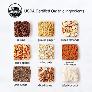 Real Made Organic Overnight Oats Apple Coconut, 5 Meals 2.12oz Packets, No Sugar Added, Certified Organic Non - GMO, Vegan, Gluten Free Ingredients, Great Source of Protein and Fiber