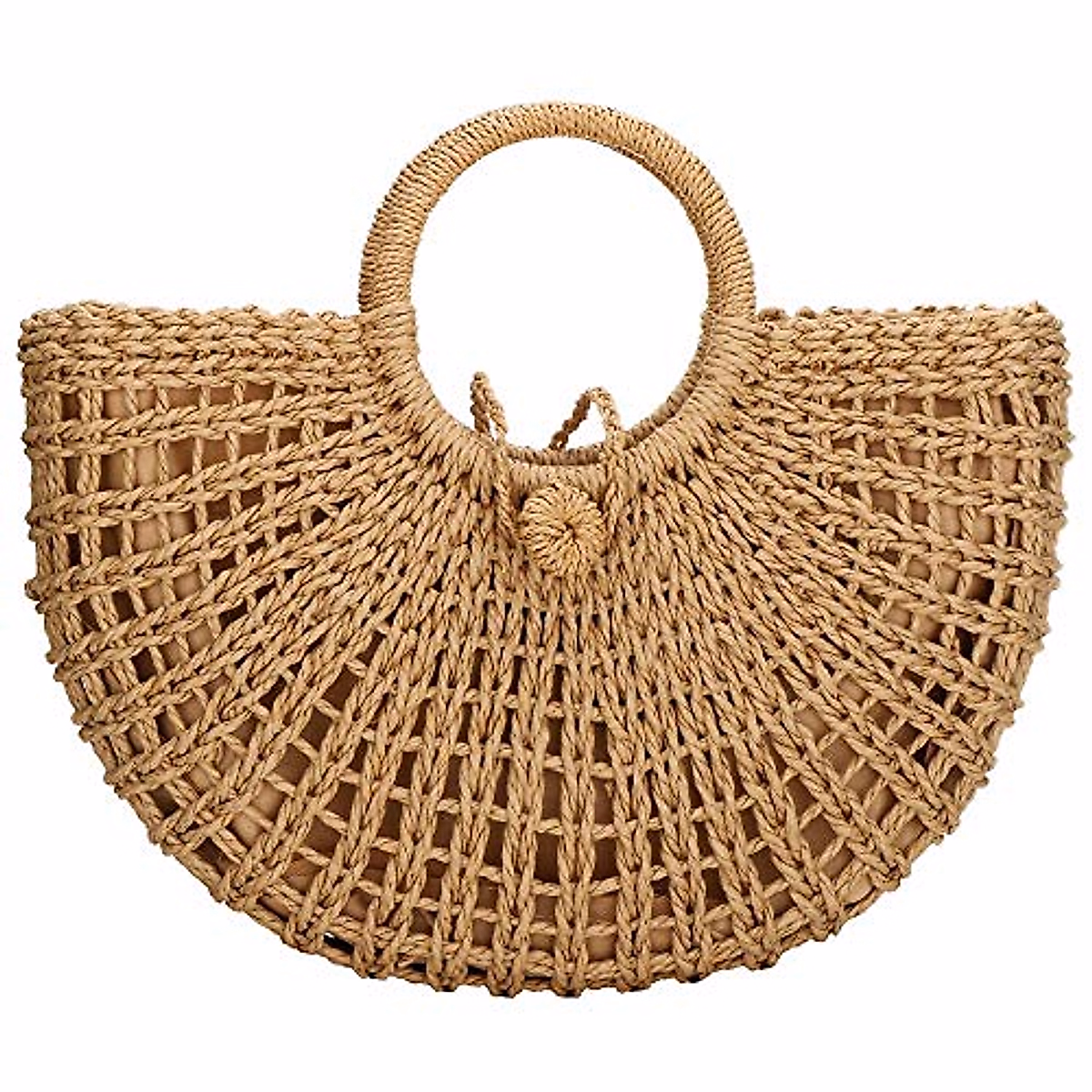 YYW Straw Bag for Women Rattan Purse Handwoven Tote Summer Beach Shoulder Bag (Khaki)