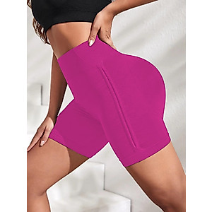X-SNOW FALCON Women Gym Workout Seamless Shorts High Waisted Biker Scrunch Butt Booty Athletic Yoga Shorts Rose Red