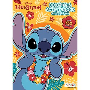 Disney Lilo & Stitch 48-Page Coloring and Activity Book with Over 30 Stickers and a Fabric Patch 49283, Bendon